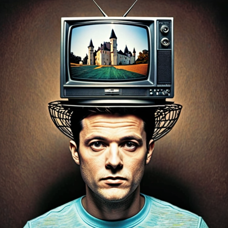 tv on head static surreal art