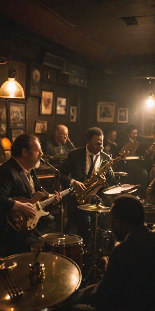 Live Jazz Performance in a Cozy, Dimly Lit Music Venue Atmosphere