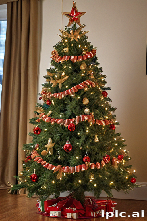 A Beautifully Decorated Christmas Tree with Lights and Ornaments in a ...