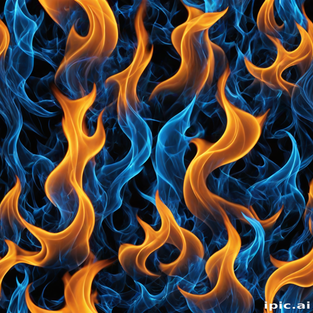 Dynamic Dance of Flames and Blue Fire Creating a Vibrant Background