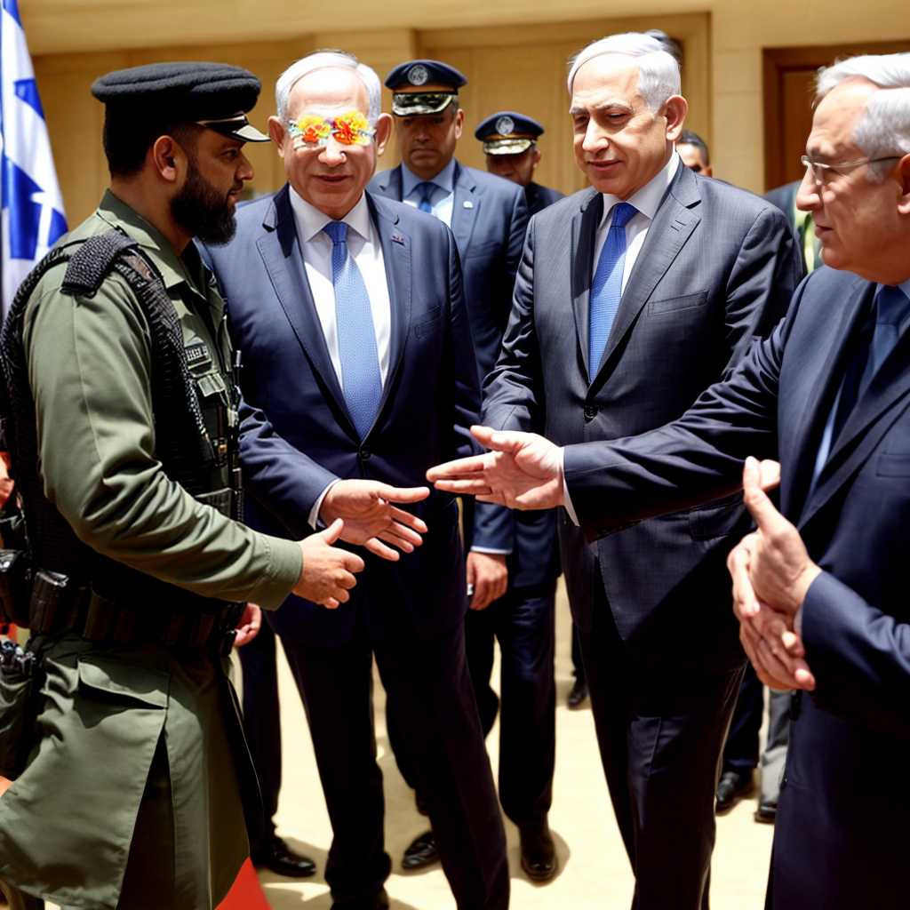 benjamin netanyahu shakes hand with hamas