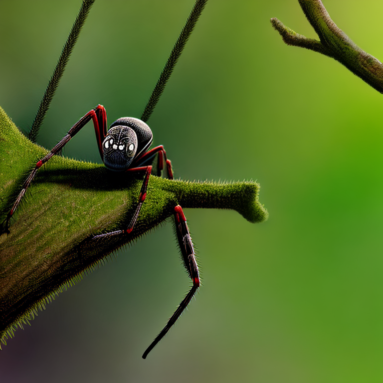 spider crawling up a lush tree, cartoon style