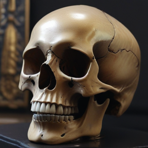 Intricate Details of a Realistic Human Skull Model on Display