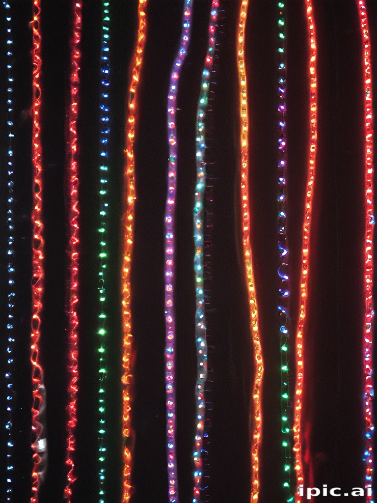 Vibrant and Colorful String Lights Creating a Festive Atmosphere at Night