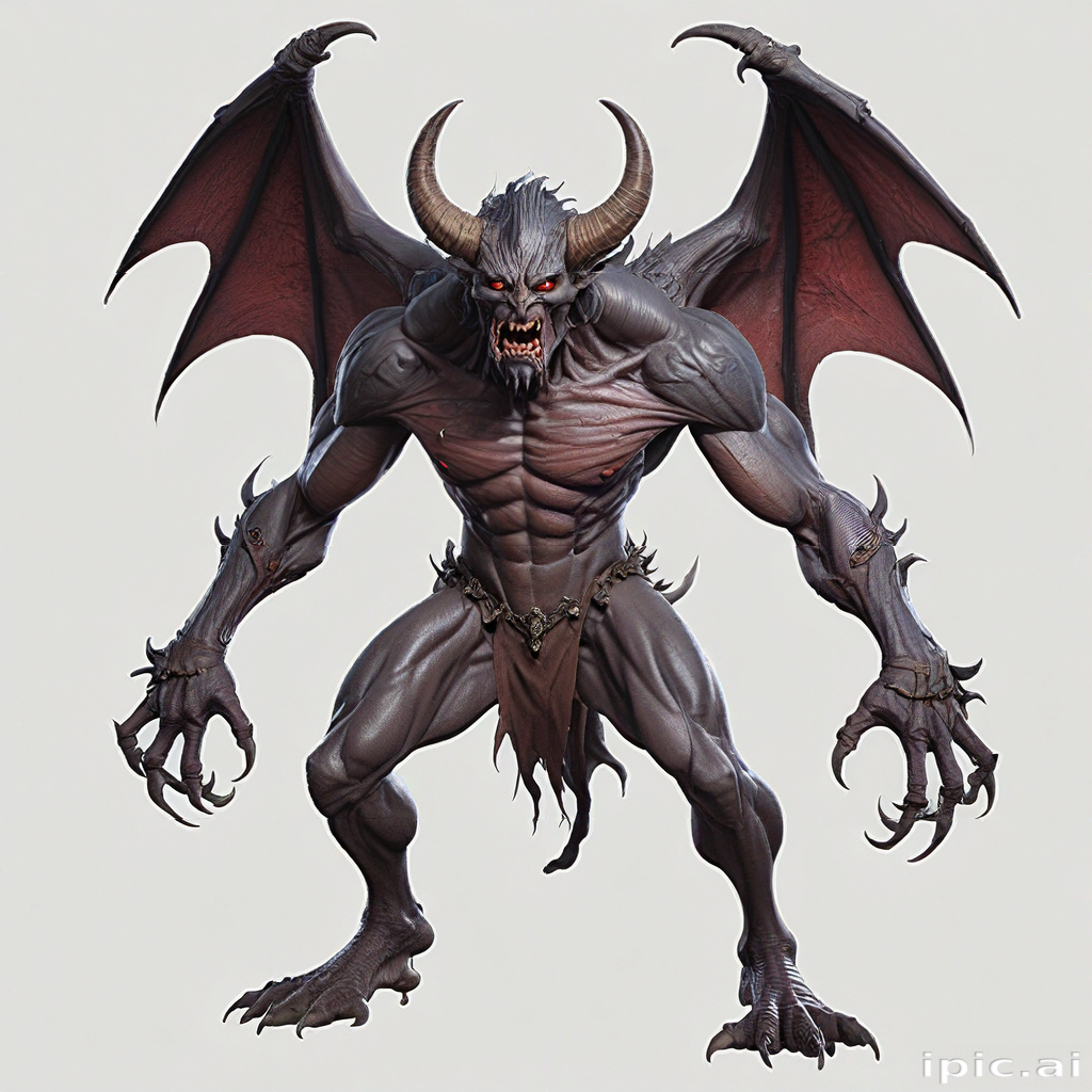 Powerful Demon with Horns and Wings Ready to Conquer the Realm