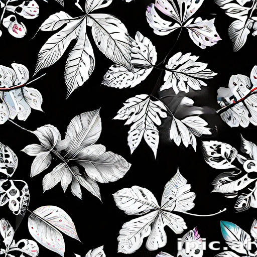 Elegant Monochrome Leaf Patterns Dancing on a Deep Black Background