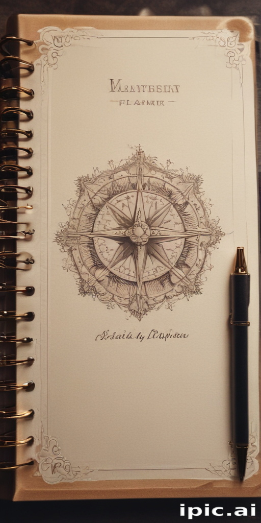 Artistic Compass Design on a Page of a Beautiful Planner