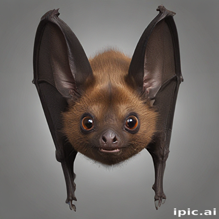 A Cute and Adorable Bat with Big Eyes and Fluffy Fur.