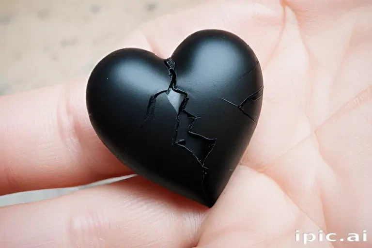 A Fragile Black Heart Symbolizing Love's Pain and Emotional Vulnerability