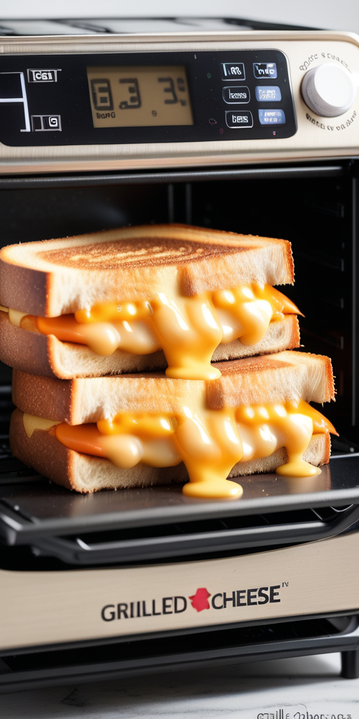 Deliciously Melty Grilled Cheese Sandwiches Toasting in a Stylish Oven.