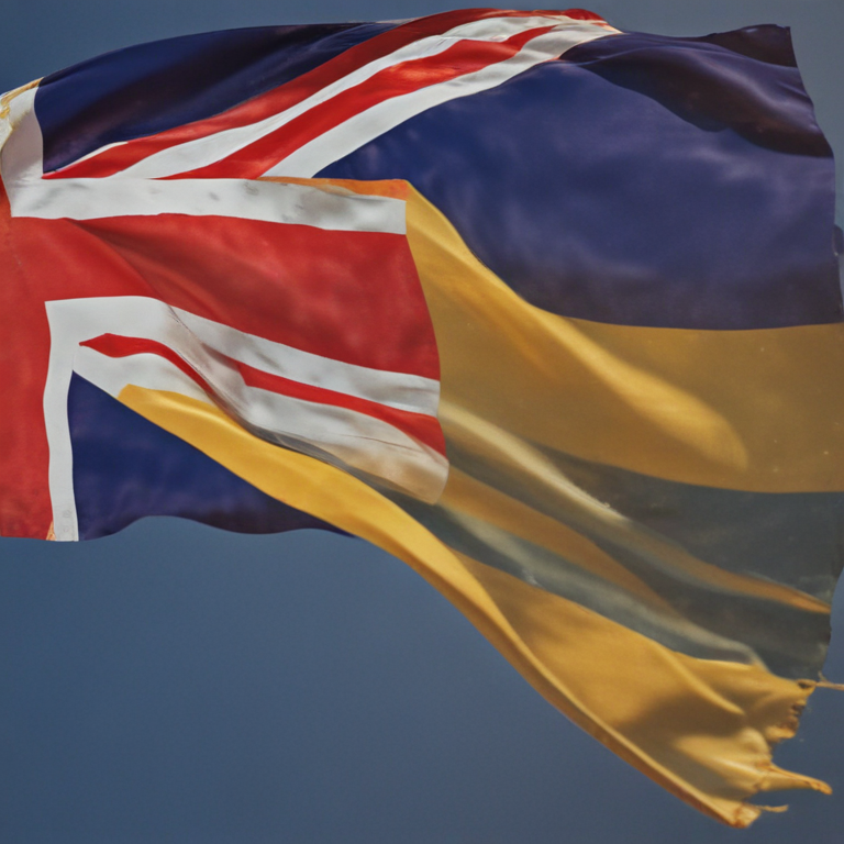 Vibrant Flag Displaying Unique Colors and Patterns in the Breeze