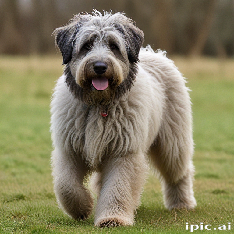 A Playful Dog with Fluffy Fur Enjoying a Beautiful Day Outdoors.