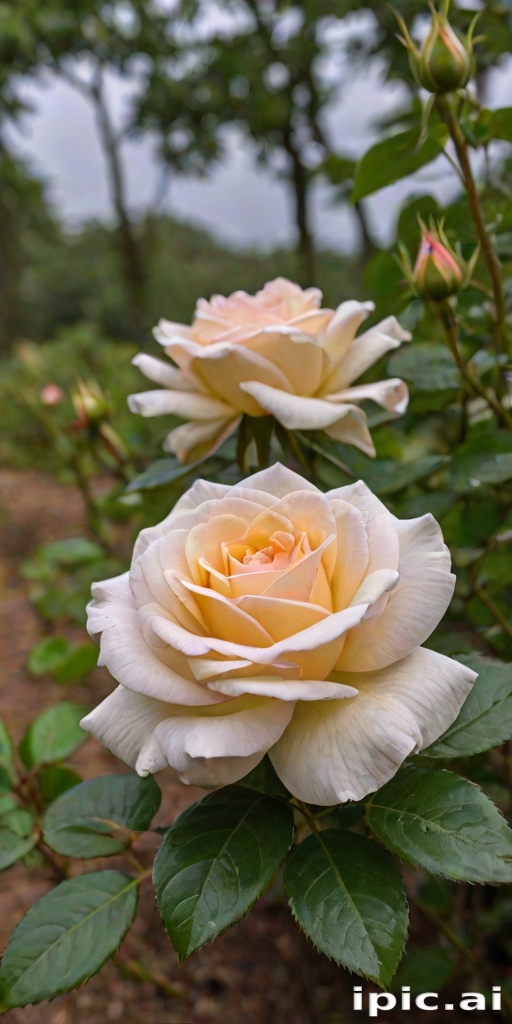 Beautiful Pale Pink Roses Blooming in a Serene Garden Setting