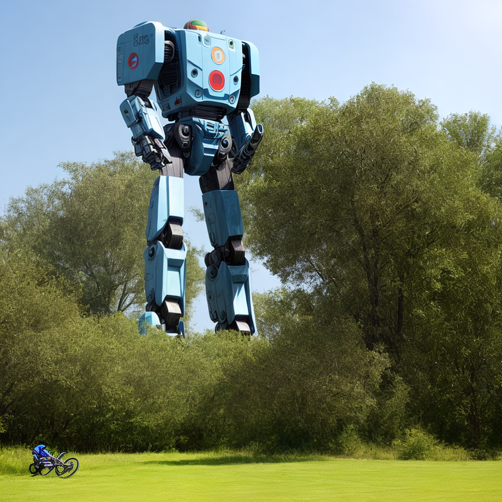 giant robot eating a car