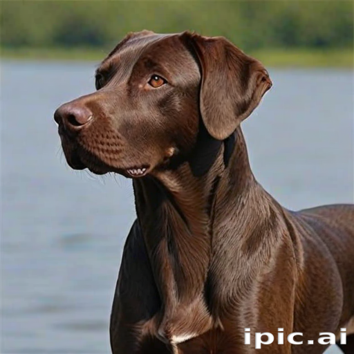 A Majestic Brown Labrador Retriever Posing Gracefully by the Water.