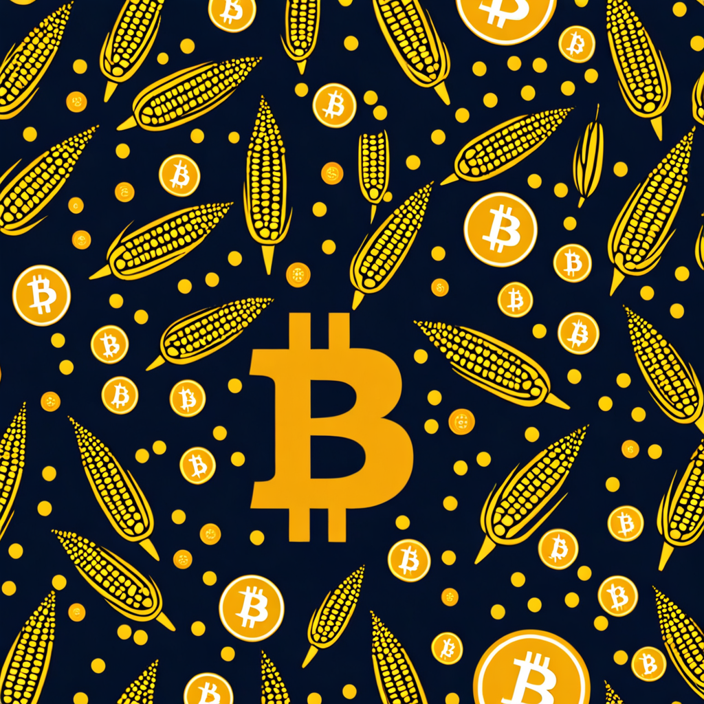 Corn Cobbs and bitcoin logo pattern