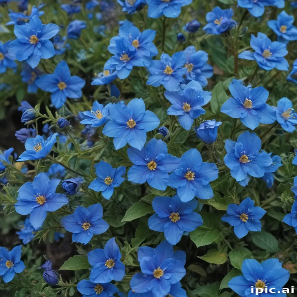 A Vibrant Display of Stunning Blue Flowers in Full Bloom Outdoors
