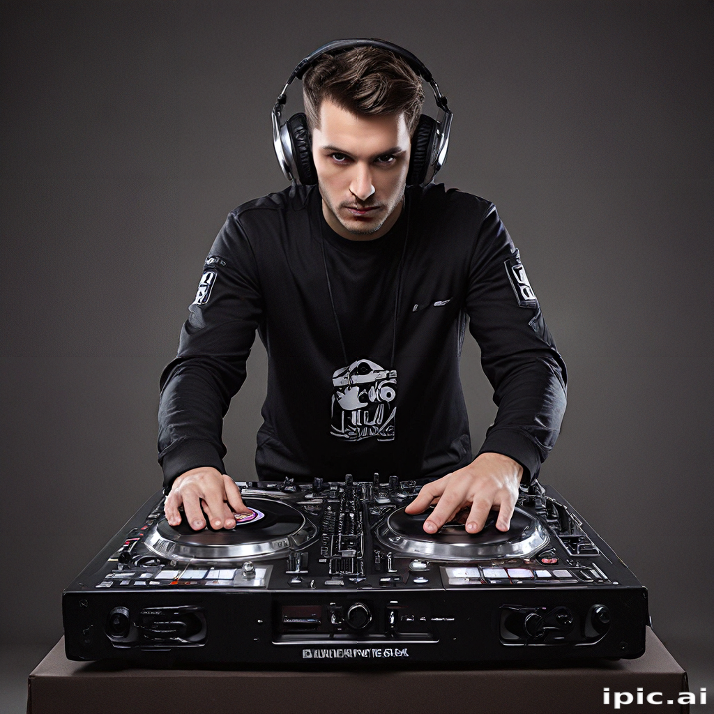 Dynamic DJ Performing Live with Professional Equipment and Intense Focus