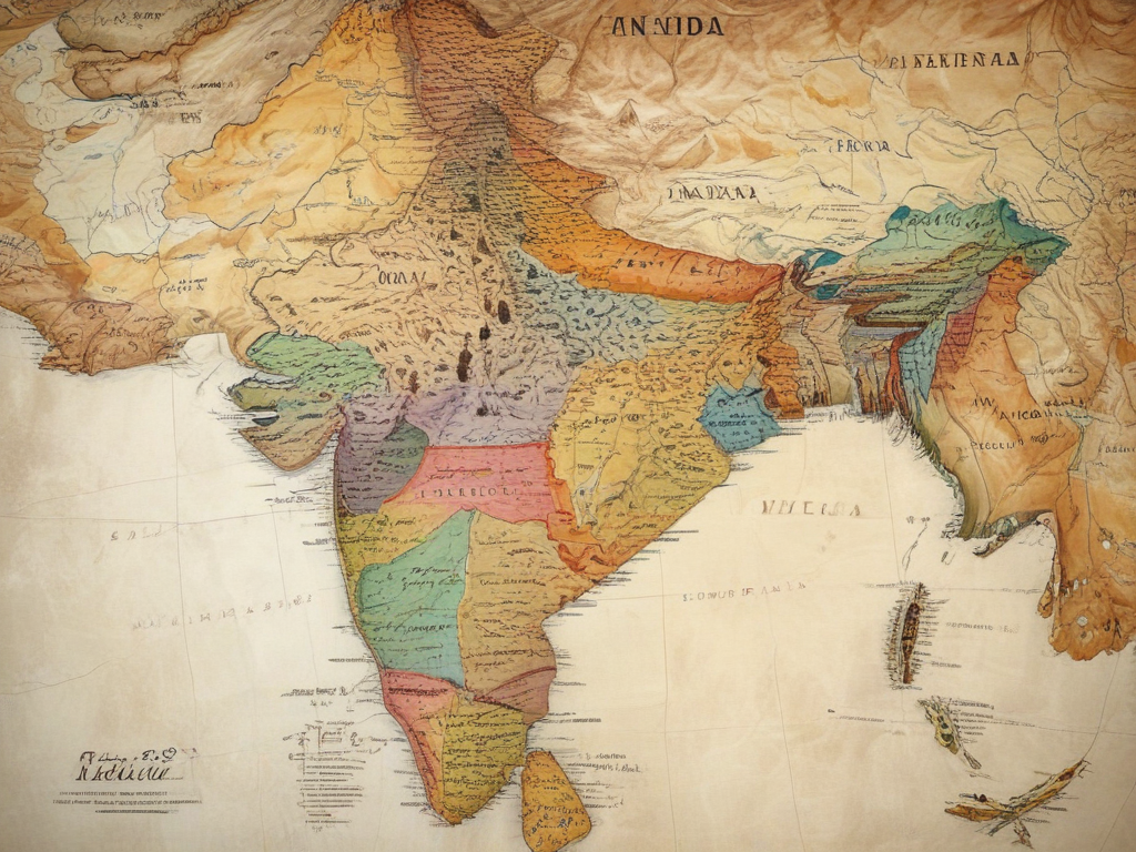Detailed Historical Map of India Highlighting Regions and Geographic ...