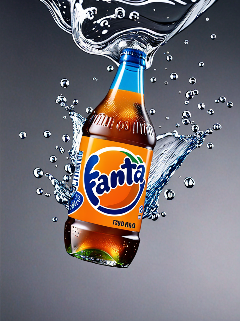 A bottle of Fanta taking a dive