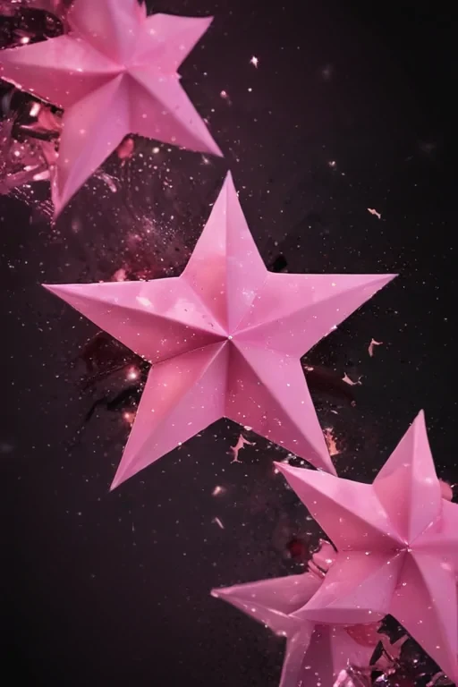 Elegant Pink Stars Shining Against a Dark, Sparkling Background of Magic