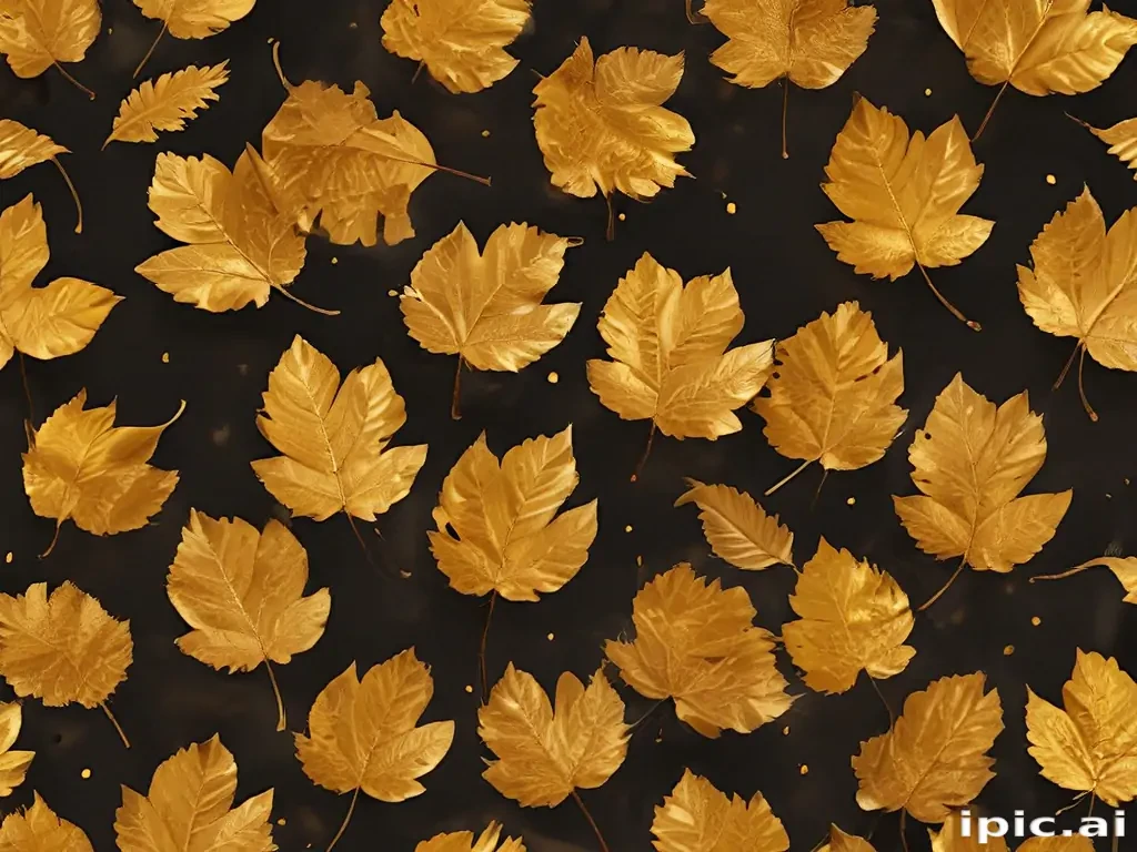Golden Autumn Leaves Falling Gracefully Against a Dark Background