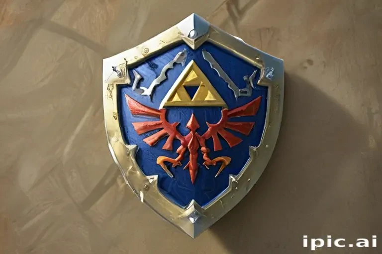 Legendary Shield of Hyrule Featuring the Iconic Triforce Symbol
