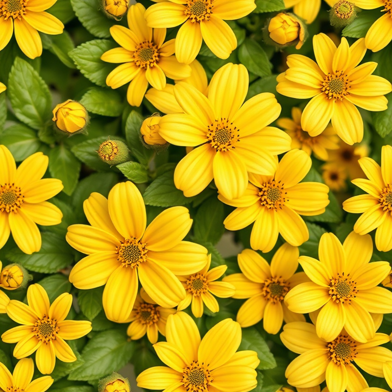 A Vibrant Display of Bright Yellow Flowers Flourishing in Nature's Garden.