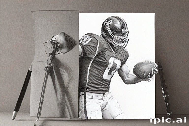 Dynamic Illustration of a Football Player in Action on Display