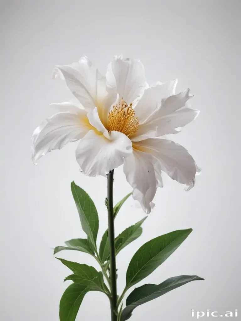 A Beautiful White Flower with Delicate Petals and Vibrant Yellow Center.