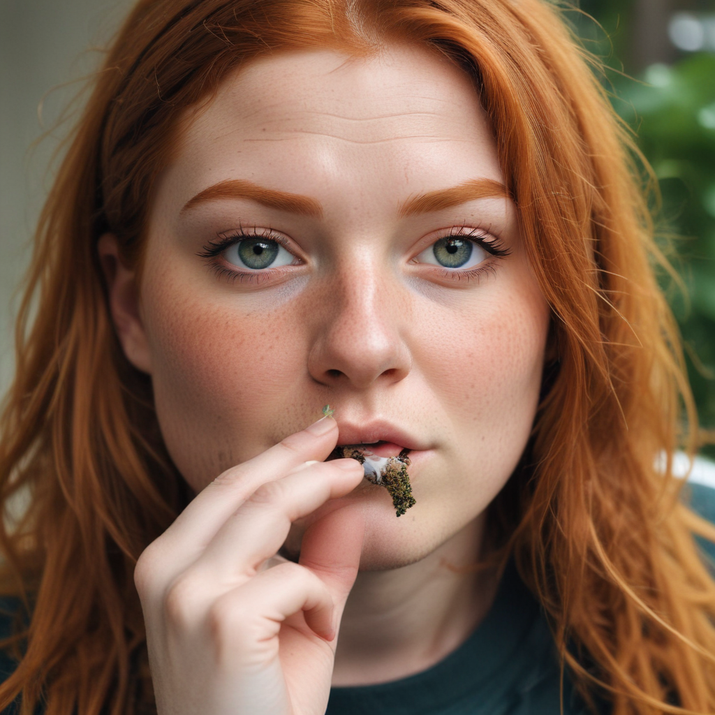 Fat ginger smoking weed