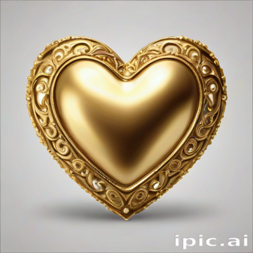 Intricately Designed Golden Heart Symbolizing Love and Affection in Art