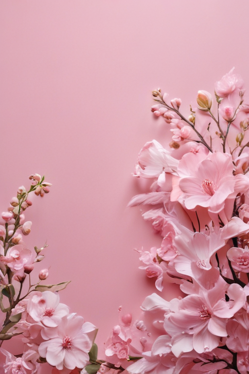 Delicate Pink Floral Arrangement Against a Soft Pink Background for Spring
