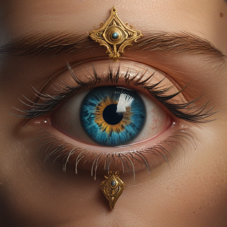 Intricate Close-Up of a Stunning Eye with Decorative Golden Elements