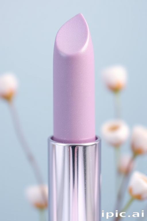 Elegant Lavender Lipstick: A Stunning Beauty Product Against a Soft ...