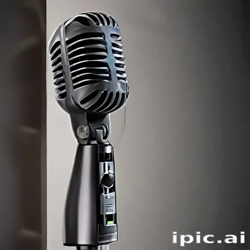 Classic Vintage Microphone Standing Tall Against a Simple Background