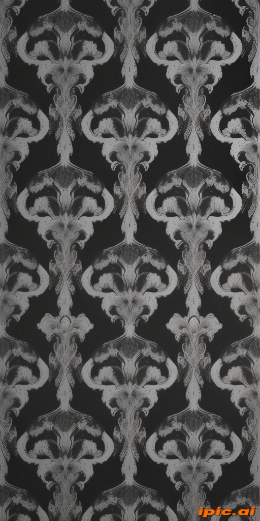 Elegant Black and Silver Floral Pattern with Intricate Design Elements.