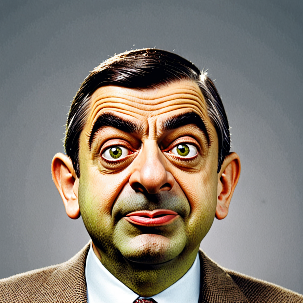 Mr. Bean with Shrek's face on it