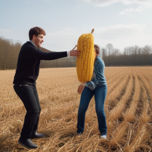 Generate an image of a person playing corn throw with a friend and ...