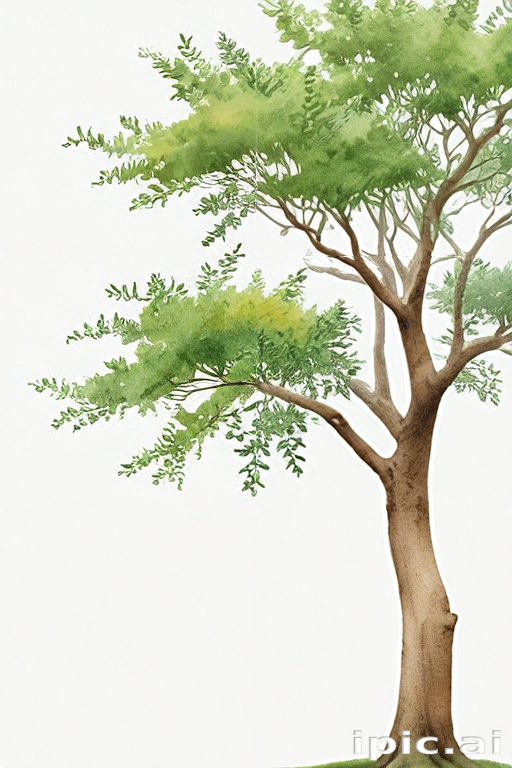 Beautifully Detailed Illustration of a Lush Green Tree Against a White ...