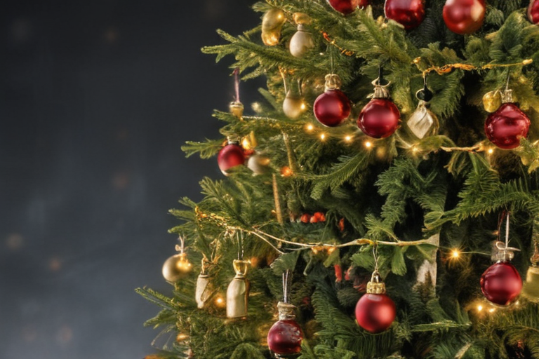 A Beautifully Decorated Christmas Tree Adorned with Colorful Ornaments ...