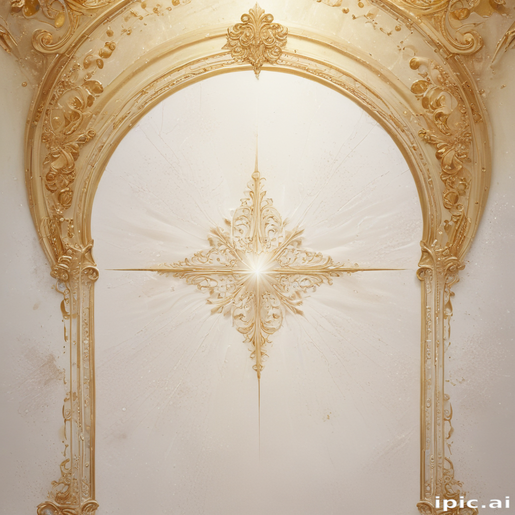 Elegant Golden Arch with Intricate Design Radiating a Soft Central Light