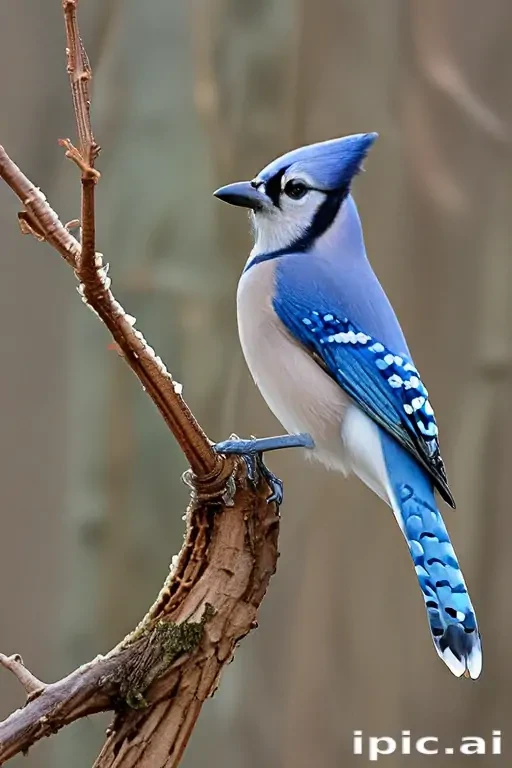 A Beautiful Blue Jay Perched Gracefully on a Branch in Nature.