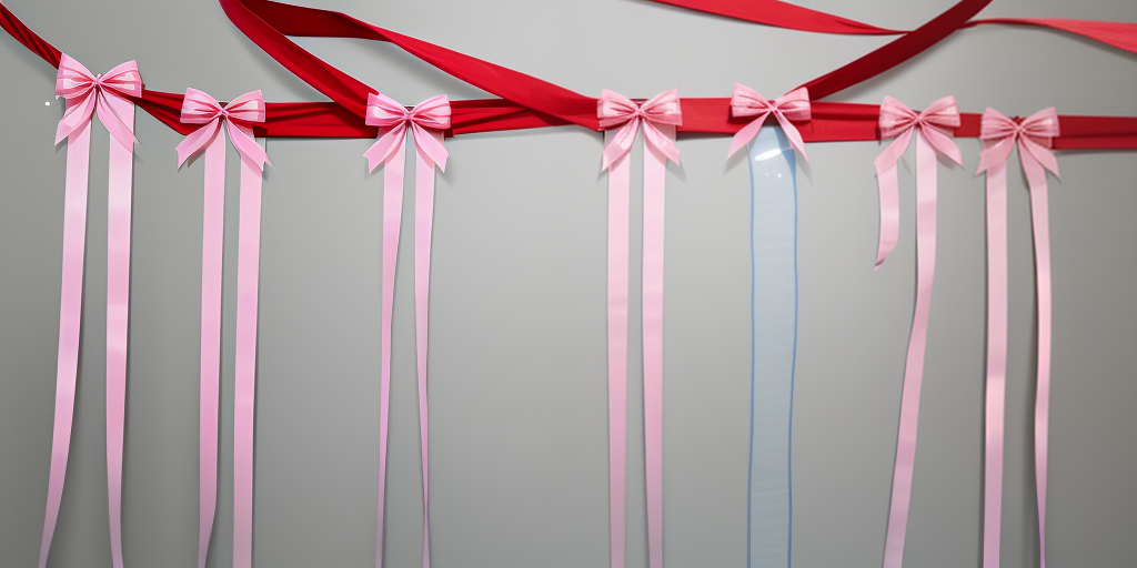 Colorful Ribbons with Bows Gracefully Hanging on a Wall Display