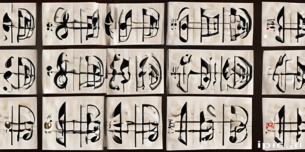 An Artistic Display of Unique Handwritten Musical Notations on Paper