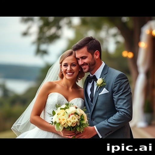 Joyful Newlyweds Share a Romantic Moment on Their Wedding Day