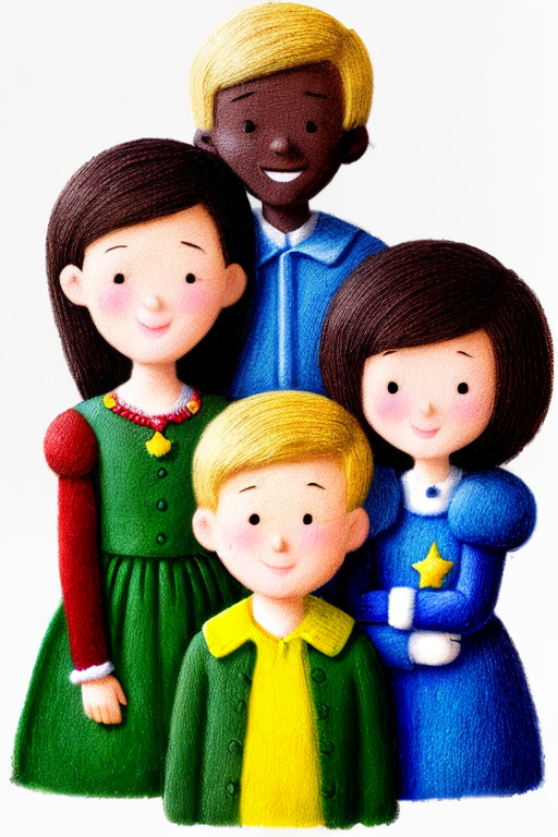 Family portrait of me, Eden and two white kids with blonde hair