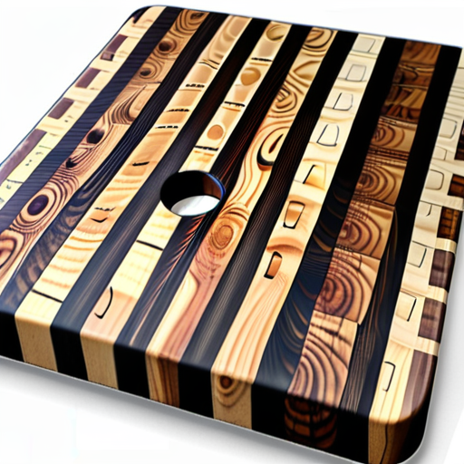 Intricate Wooden Cutting Board Featuring Unique Striped Patterns and ...