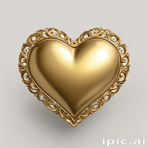 Elegant Golden Heart Shaped Pendant with Intricate Ornate Design Elements