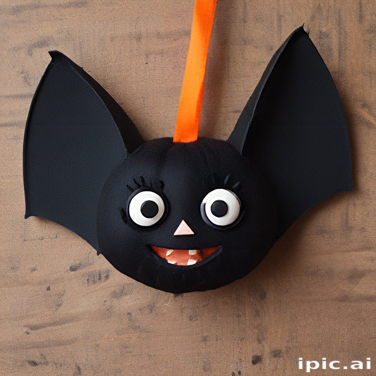 Cheerful Halloween Bat Decoration with Big Eyes and Playful Smile